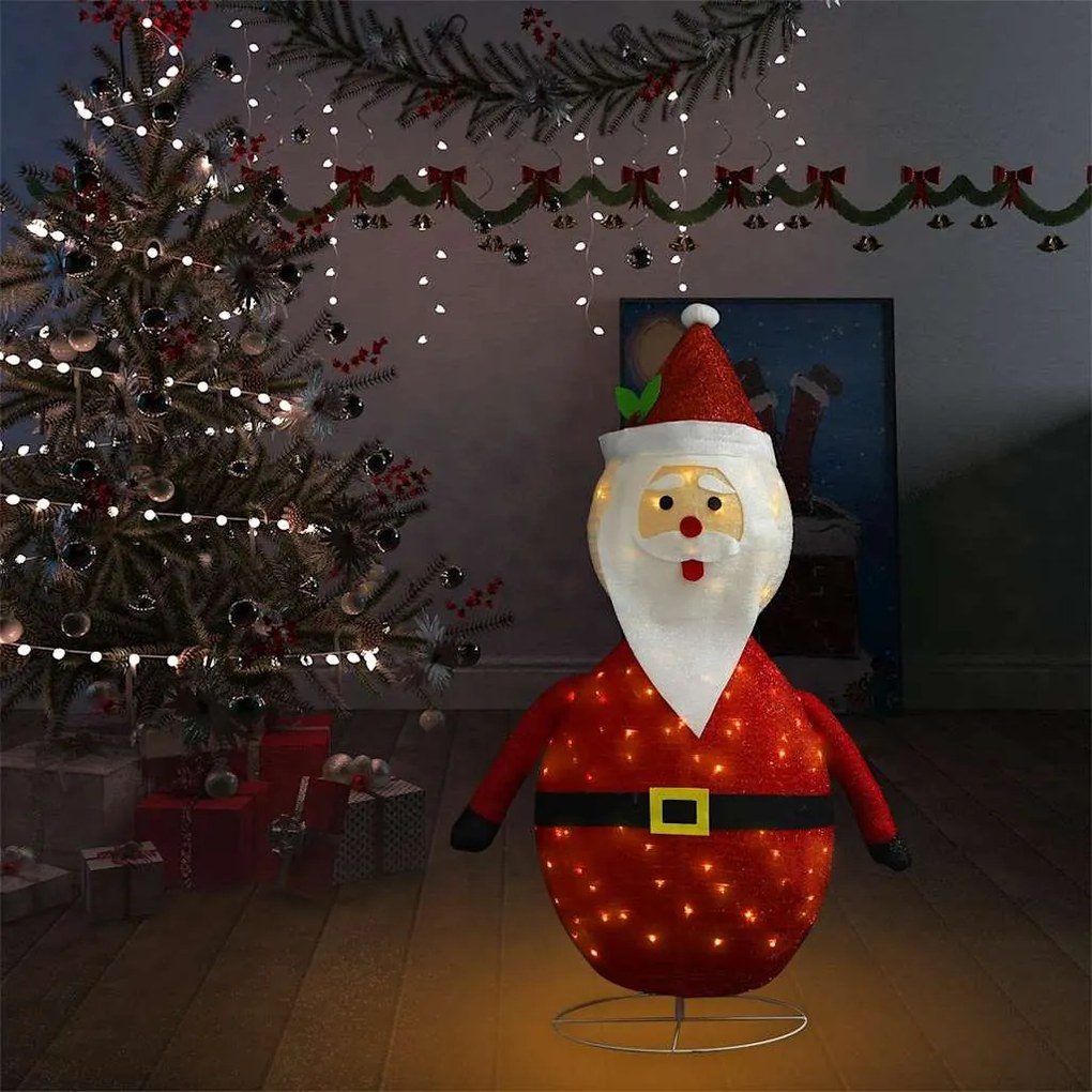 Dekorativní vánoční Santa Claus s LED luxusní tkanina 120 cm 328499