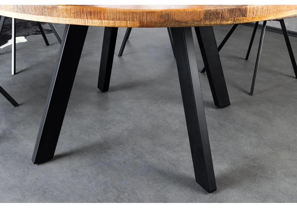 Massive home | Kulatý jídelní stůl IRON CRAFT 145 CM přírodní masiv mango