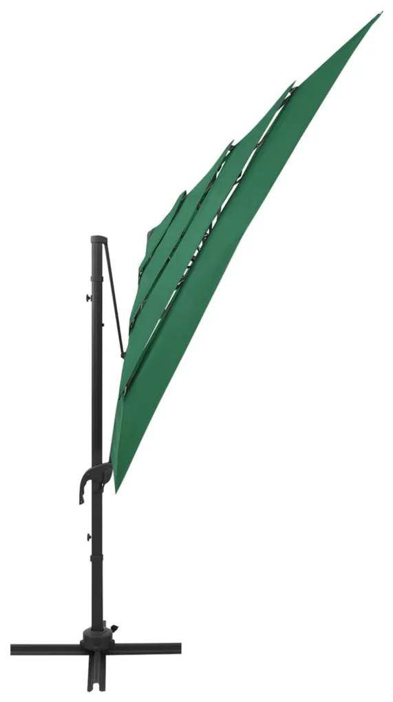 4stupňový slunečník s hliníkovou tyčí zelený 250 x 250 cm,  313821