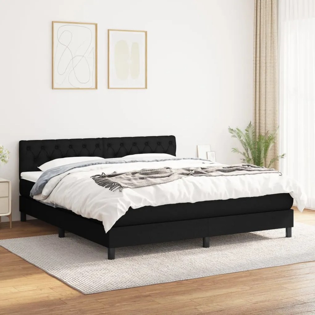 Box spring postel s matrací černá 160x200 cm textil,  3140307