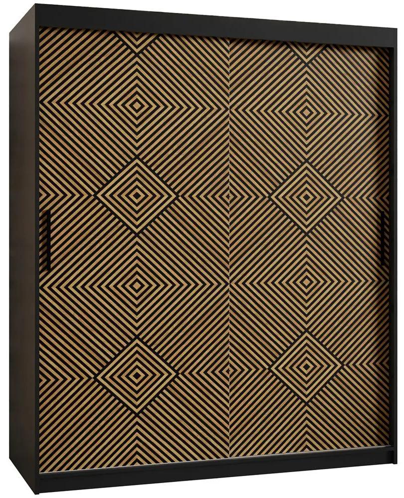 Šatní skříň Kair 1 | 150 cm | černá/jasan světlý