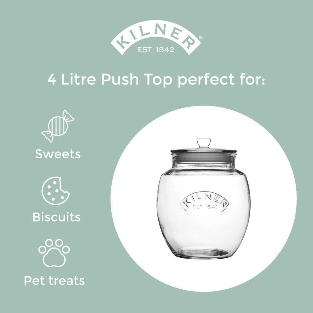 Kilner Push Top skleněná dóza na potraviny, 4 l, 0025.743