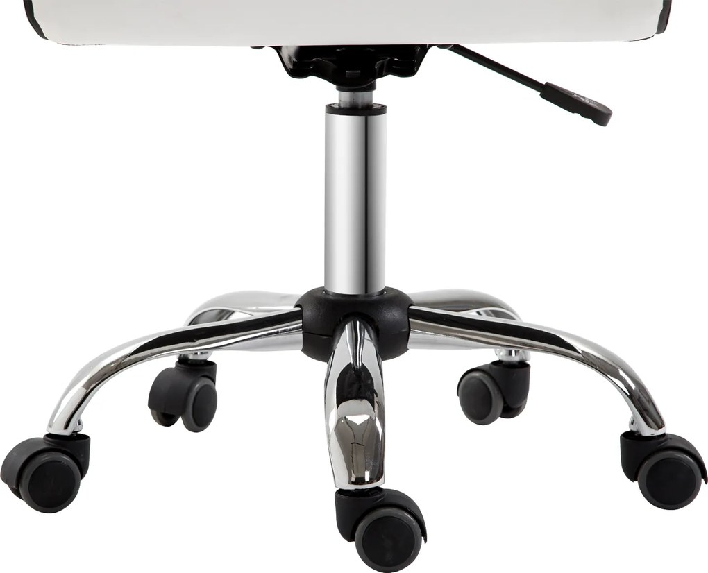 HOMCOM Kancelářská židle, ergonomická židle bez područek, výškově nastavitelná otočná židle, počítačová židle do kanceláře, studovny, umělá kůže, bílá