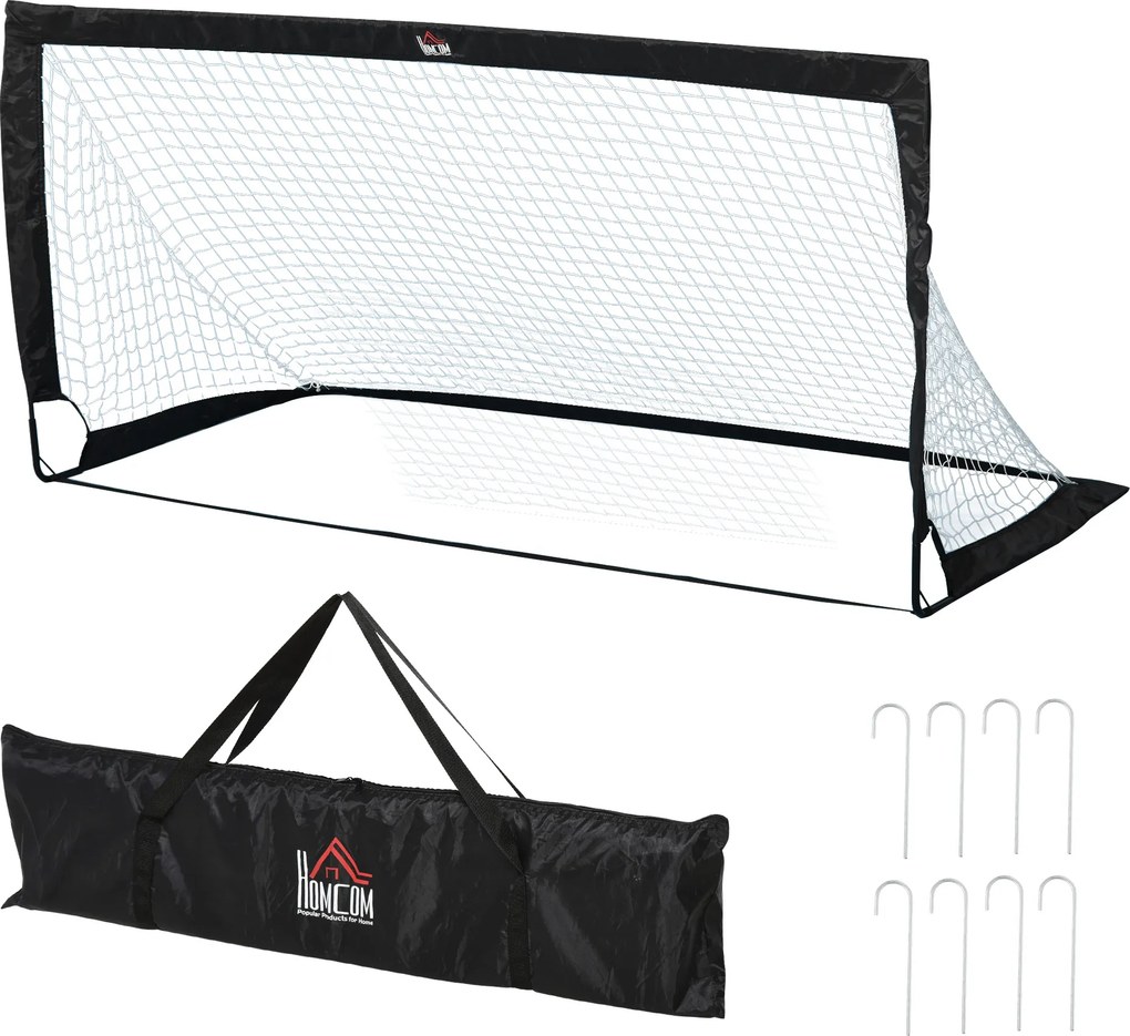 Fotbalové branky HOMCOM sada 2 skládacích mini branek z oceli a tetrolonu černé barvy 186x90x89 cm na zahradu a hřiště | Aosom.de