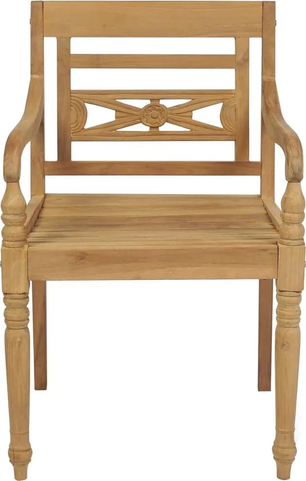 vidaXL Židle Batavia 4 ks s poduškami masivní teakové dřevo [3073305] Barva: krémová
