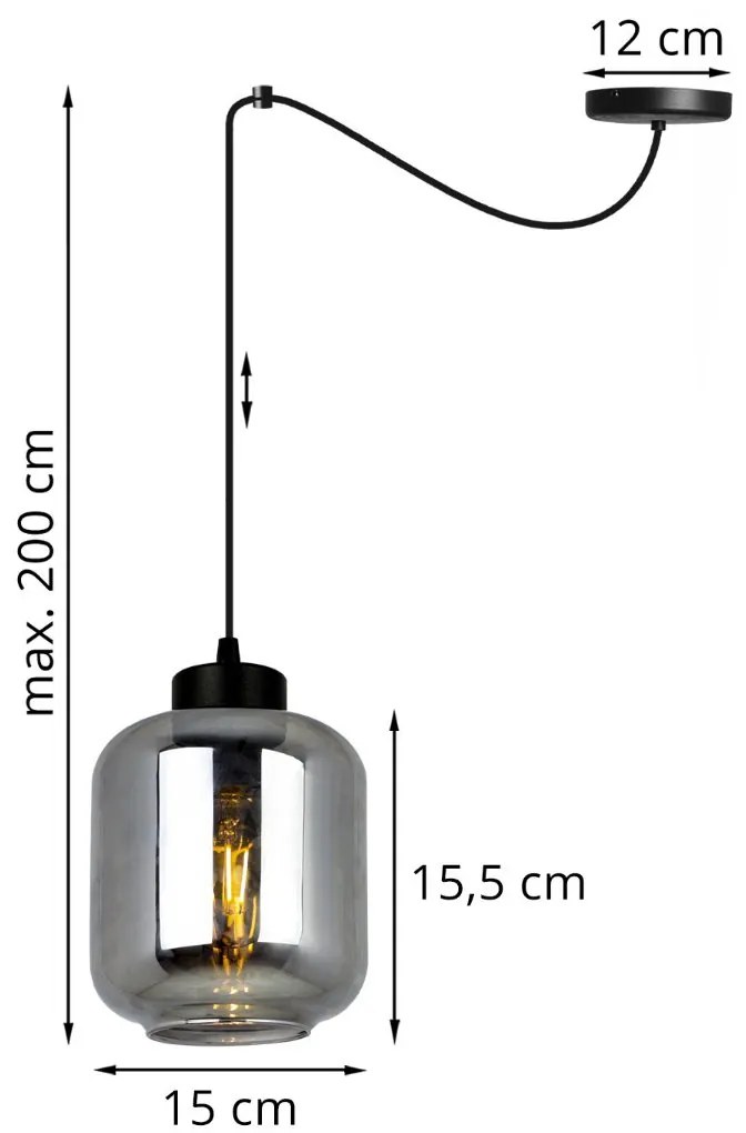 Závěsné svítidlo NOVALJA SPIDER, 1x grafitové skleněné stínítko