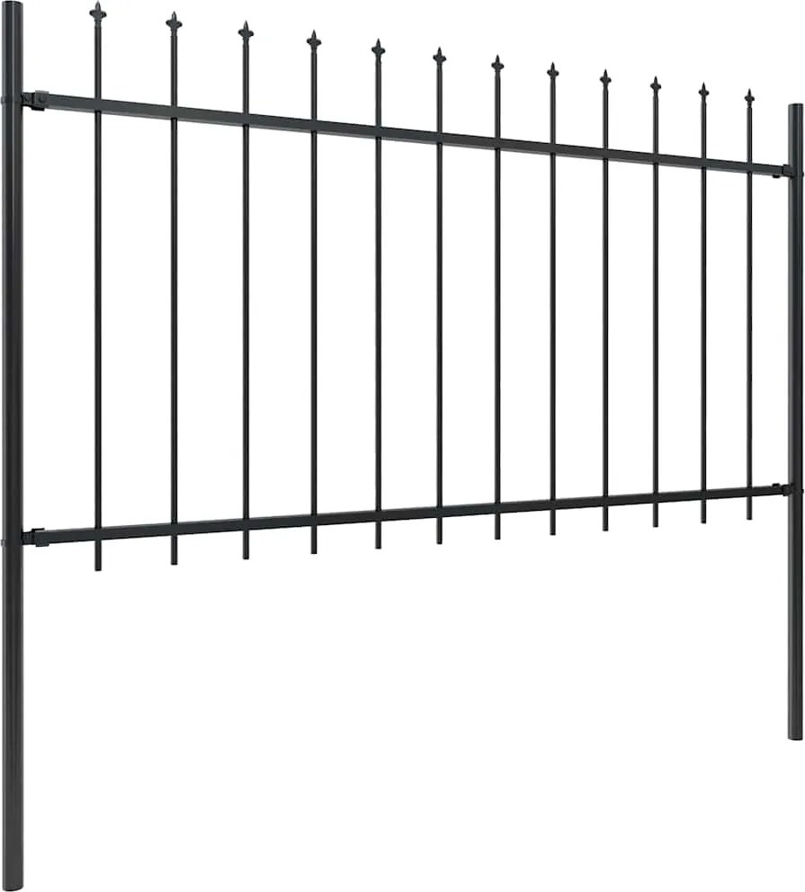 Zahradní plot s kopím nahoře ocelový 671 x 100 cm černý 277614