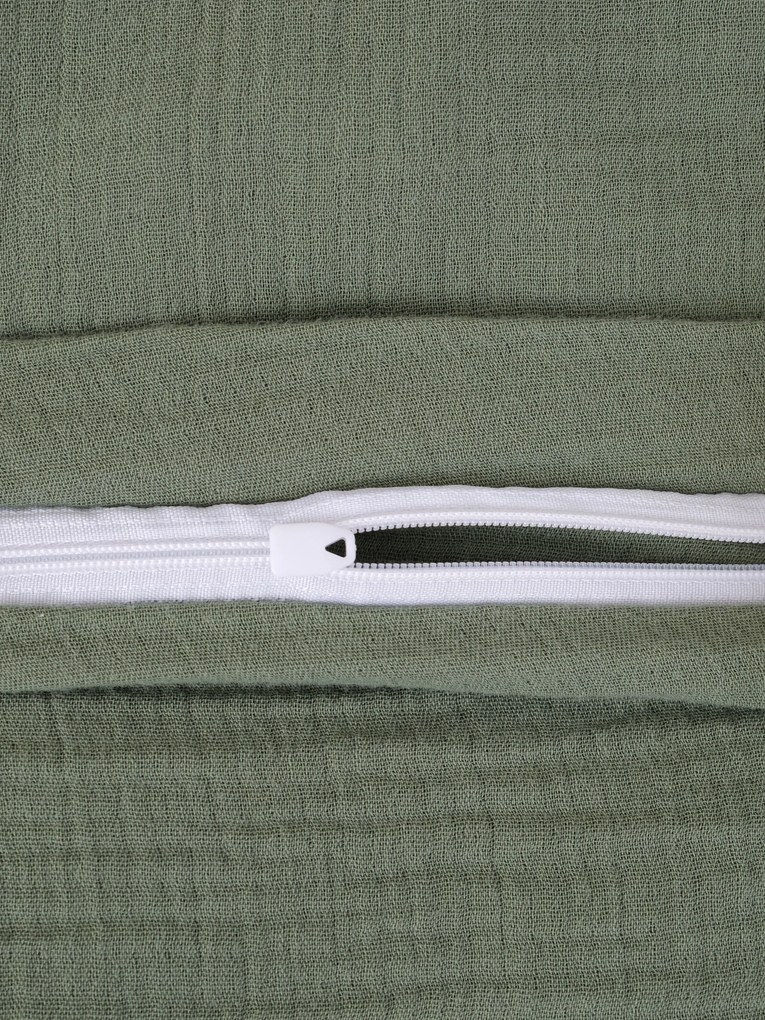 MK Lůžkoviny Francouzské mušelínové povlečení - Alexia olivová 220 × 200 cm, 2ks 70 x 90 cm