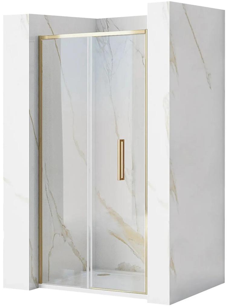 Rea Rapid Fold, skládací sprchové dveře 90x195 cm, 4mm čiré sklo, zlatý lesklý profil, REA-K4129