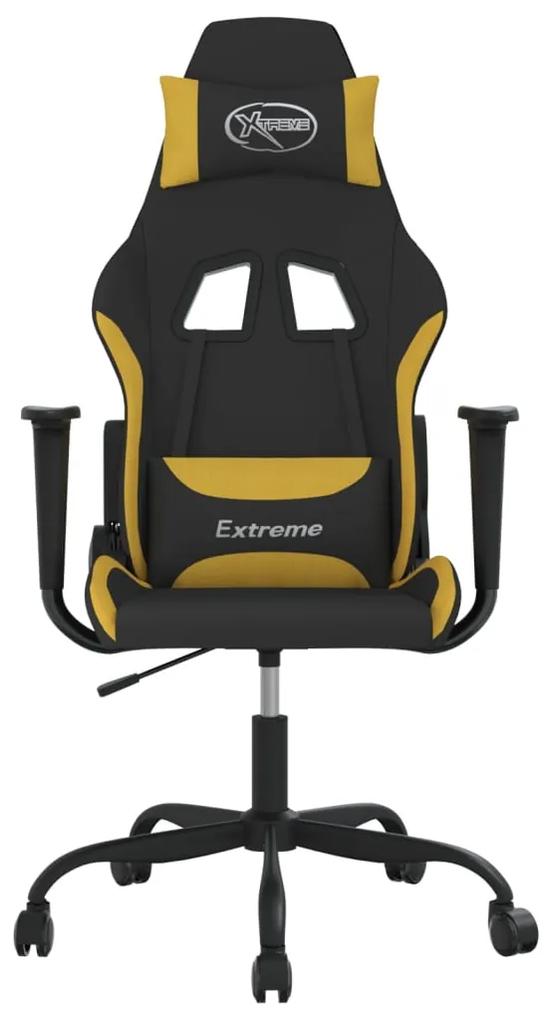 Masážní herní židle černá a žlutá textil,  345473
