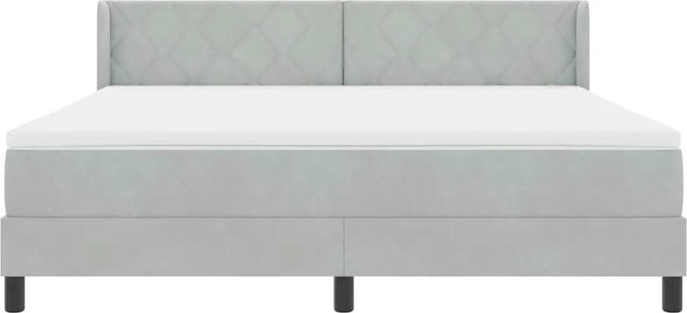 Postel s boxspringem s čelo Světle šedá 200 x 180 cm samet 3341534