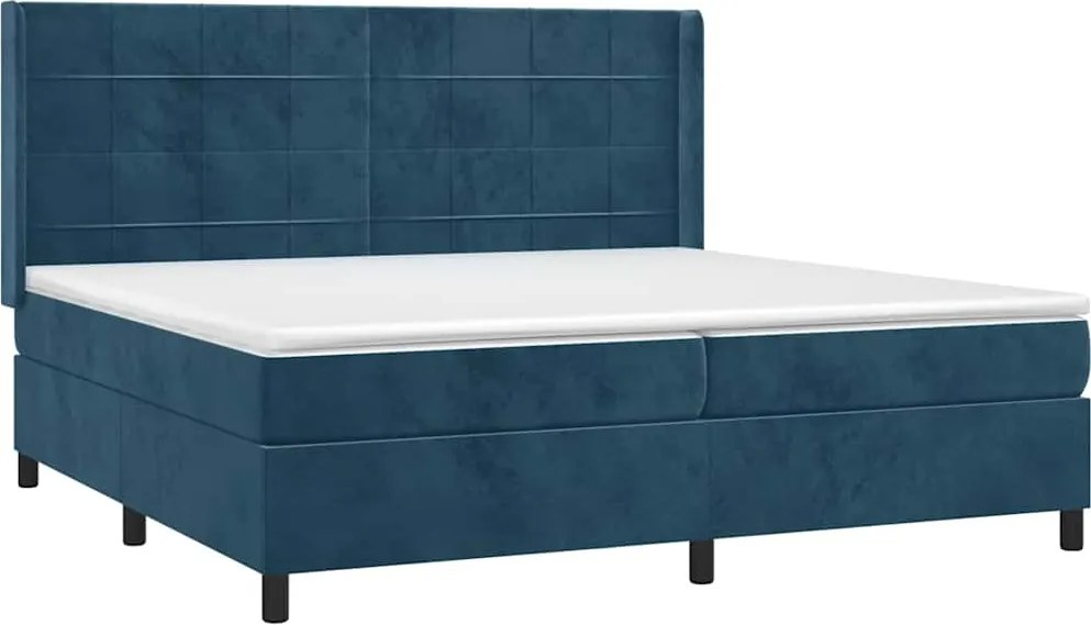 Box spring postel s matrací tmavě modrá 200x200 cm samet 3132703