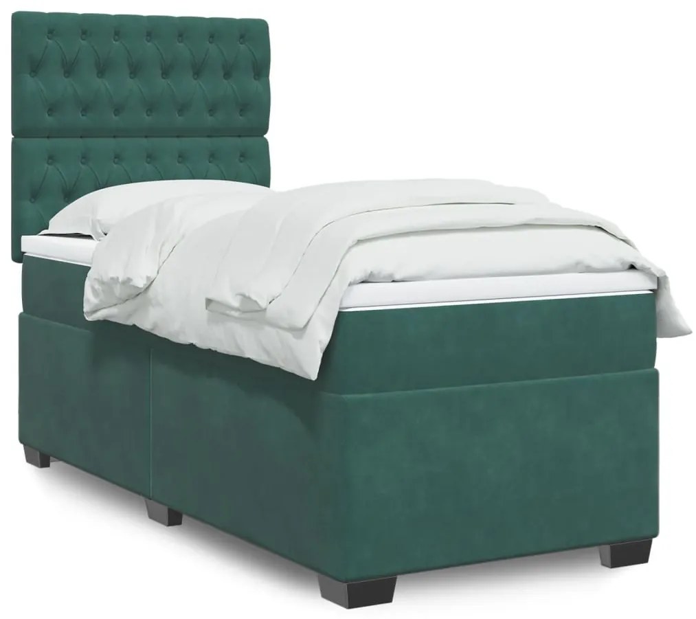 Box spring postel s matrací tmavě zelená 100x200 cm samet 3293143