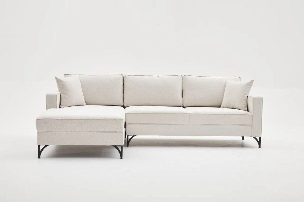 Atelier del Sofa Rohová sedací souprava Berlin Left - Cream, Black, Krémová, Černá