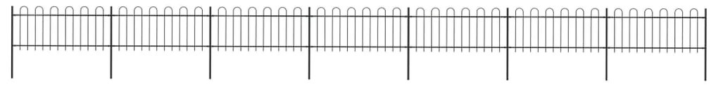 Zahradní plot s obloukem nahoře ocelový 1248 x 80 cm černý