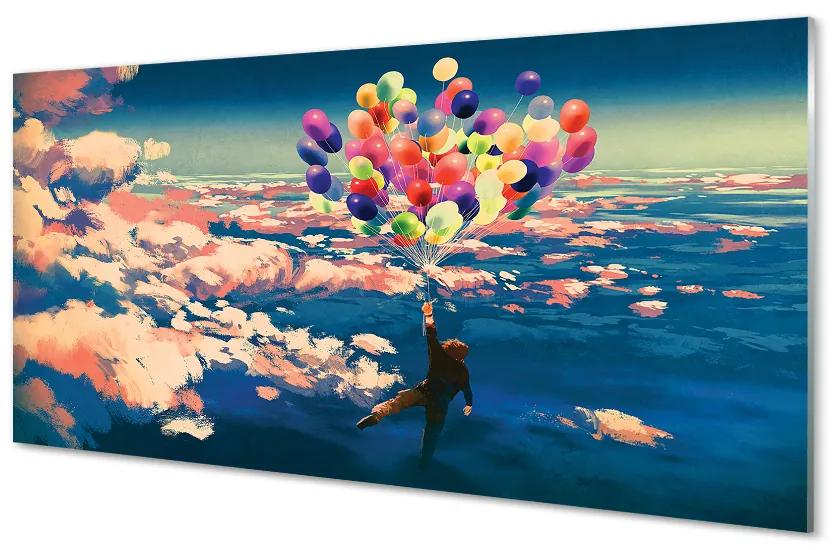 Skleněný panel Oblohy zataženo balóny 140x70 cm