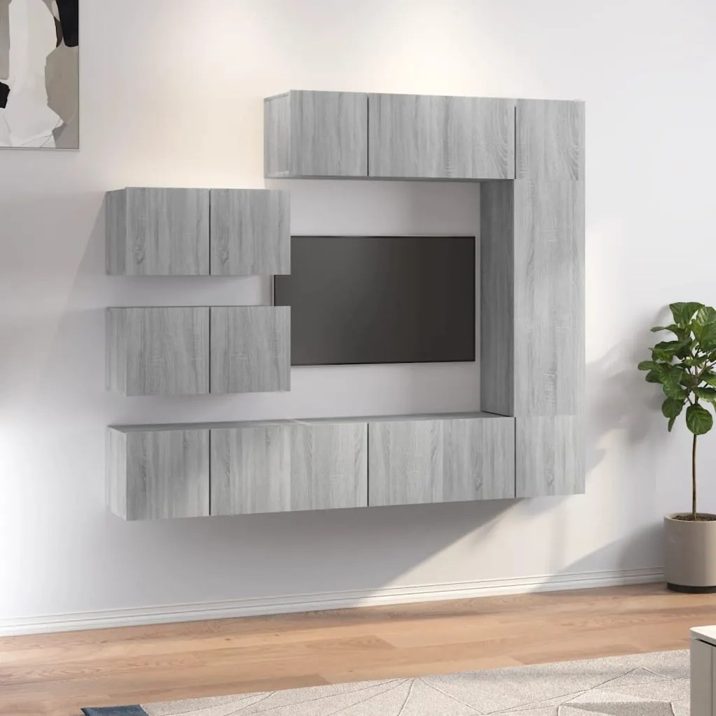 8dílný set TV skříněk šedý sonoma kompozitní dřevo 3120294