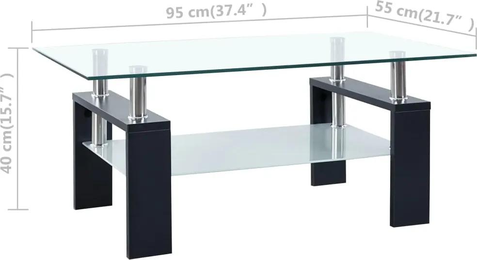 vidaXL Konferenční stolek a průhledný 95x55x40 cm tvrzené sklo [330303] Barva: Bílá