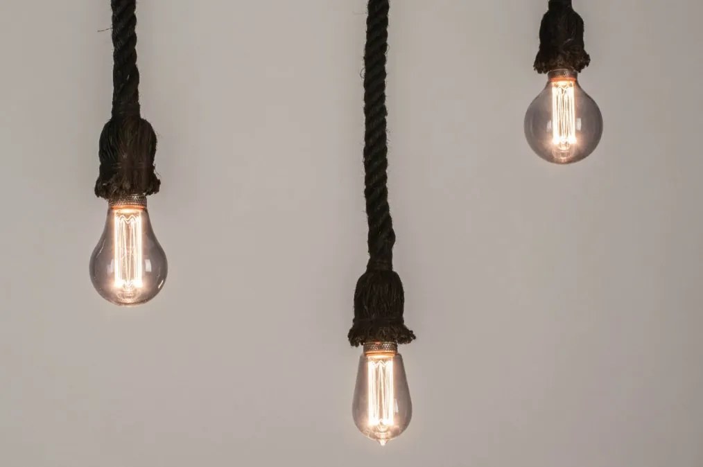 Závěsné designové svítidlo nad stůl Rope Industry Bulb 3 Nero