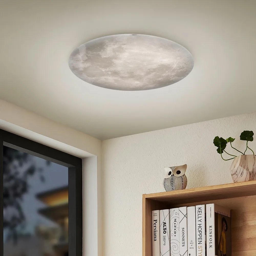Světle šedé LED dětské stropní svítidlo se stínidlem z akrylového skla ø 40 cm Lunar – Trio