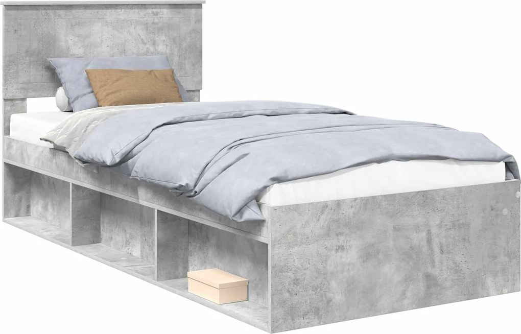 Rám postele s čelo Beton 90 x 200 cm Masivní borové dřevo 3410648