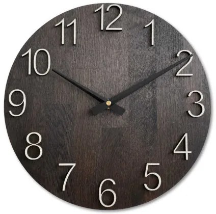Luxusní dřevěné nástěnné hodiny Wenge s 3D číslicemi | SENTOP MAS016-OSMO-3169-heads-black