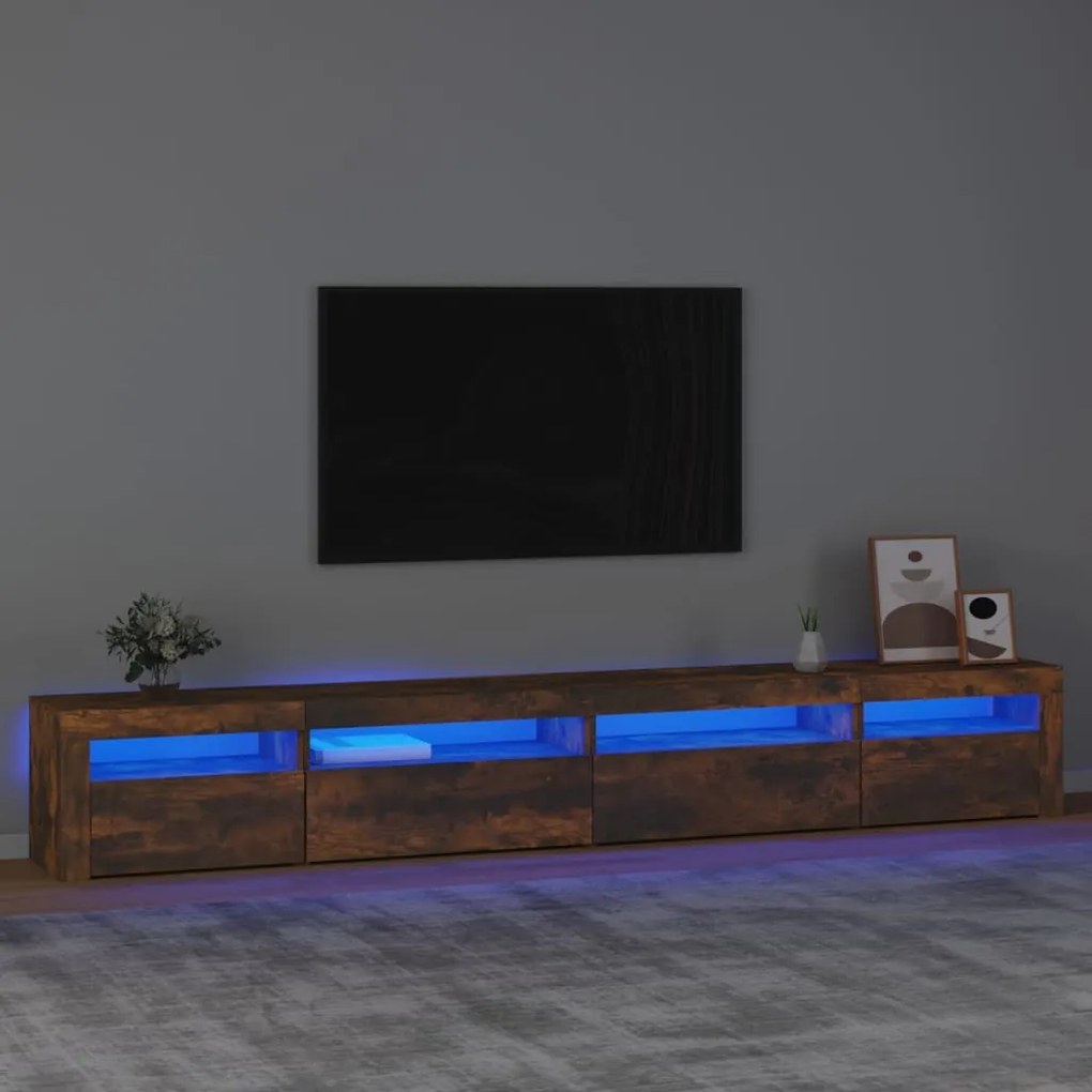 TV skříňka s LED osvětlením kouřový dub 270 x 35 x 40 cm 3152751