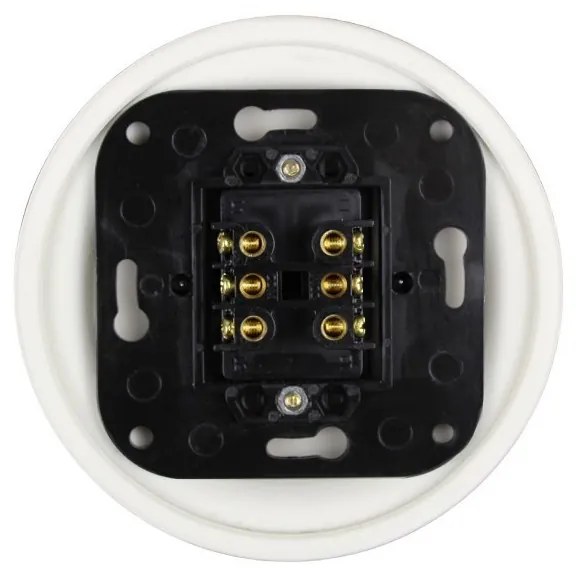 Elhard Kulatý keramický vypínač s kolébkou č.5b (6+6), bílý KV1055W