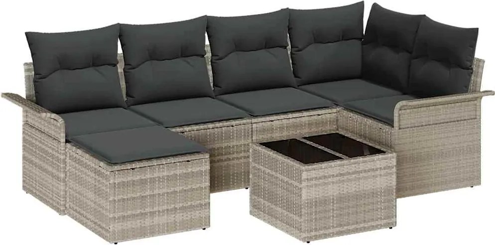 Sada zahradních pohovek 7 ks Světle šedá polyratan 3354111