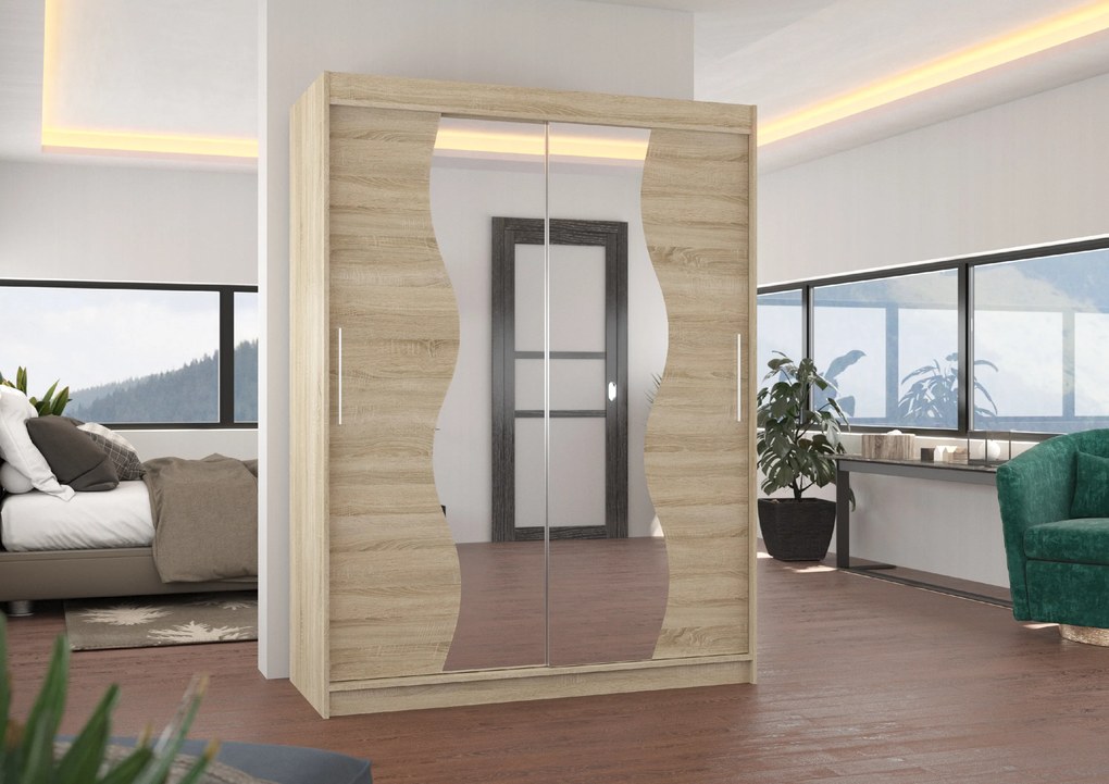 ADRK Furniture Skříň posuvná se zrcadlem RENZO 150 ADRK-SW-REN-S-150