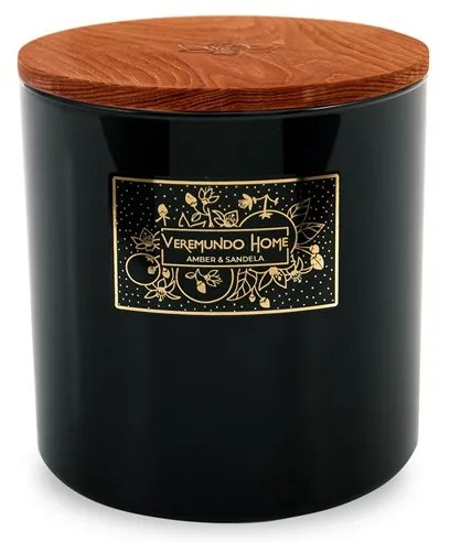 VEREMUNDO HOME Vonná svíčka Paris Amber Santal, 680 g, černá 16196