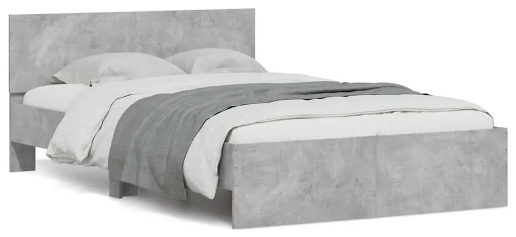 Rám postele s čelem a LED osvětlením betonově šedý 140 x 190 cm 3207626