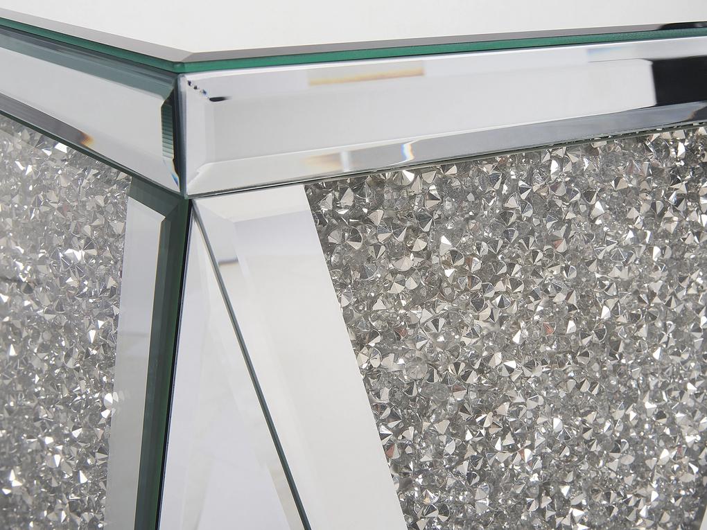 Zrcadlový odkládací stolek stříbrný LUXEY Beliani