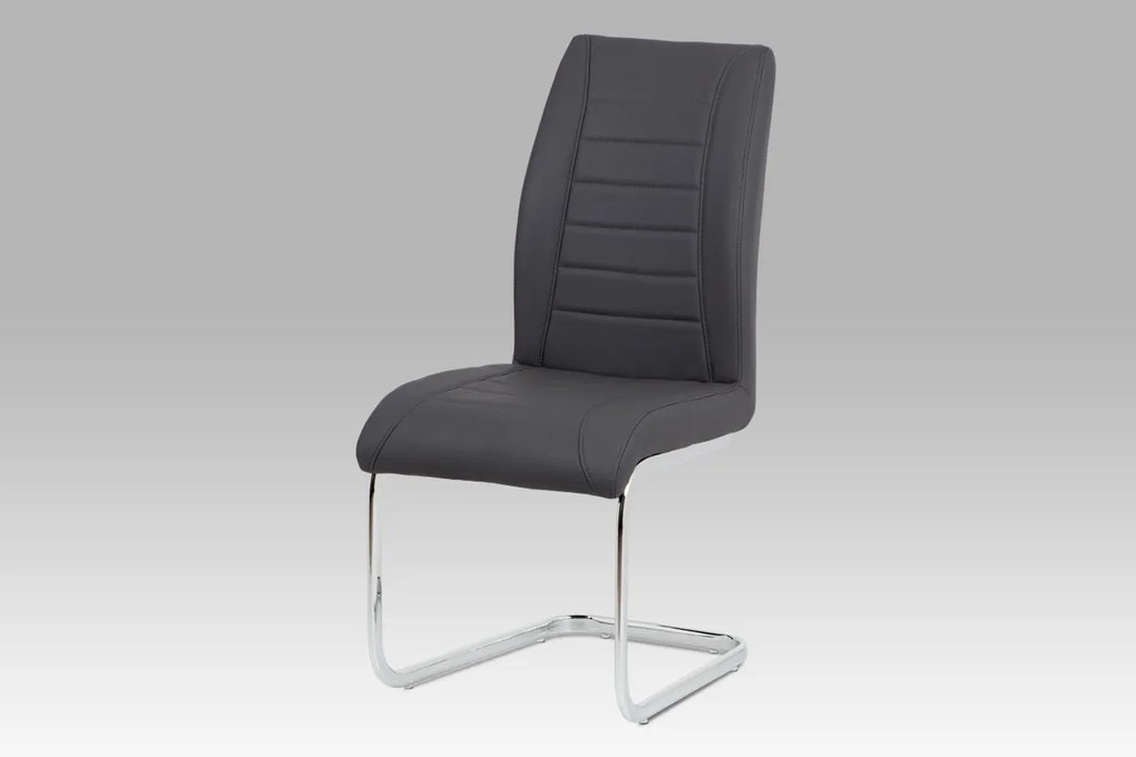 Jídelní židle koženka šedá chrom HC-375 GREY