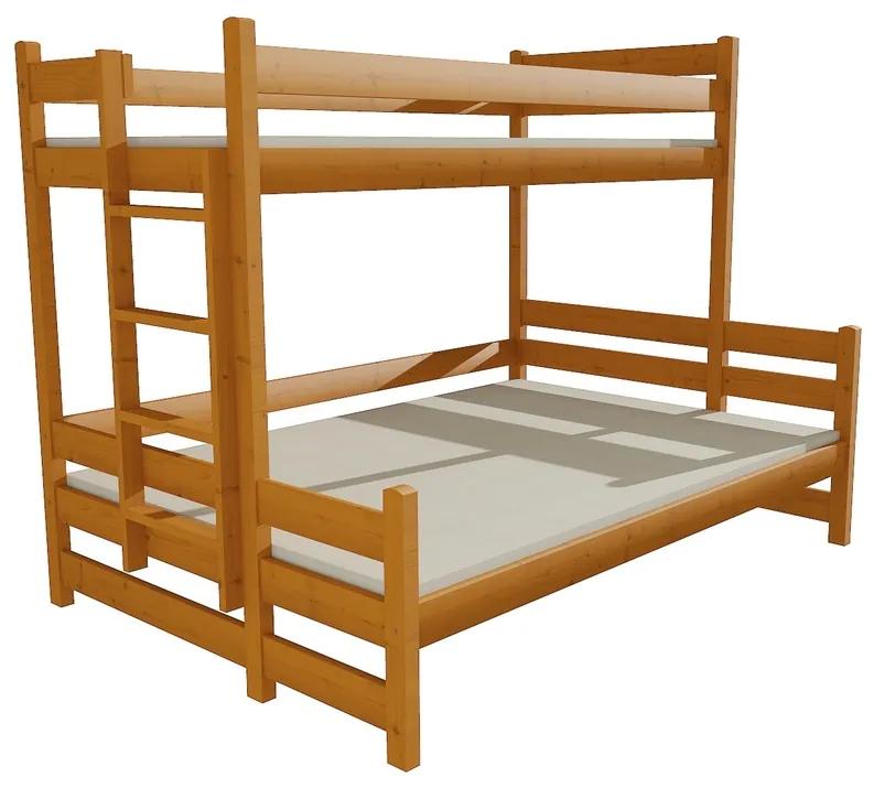 Vomaks Patrová postel s rozšířeným spodním lůžkem PPS 003 100/120 x 180 cm bezbarvý lak vlevo (vyobrazeno)