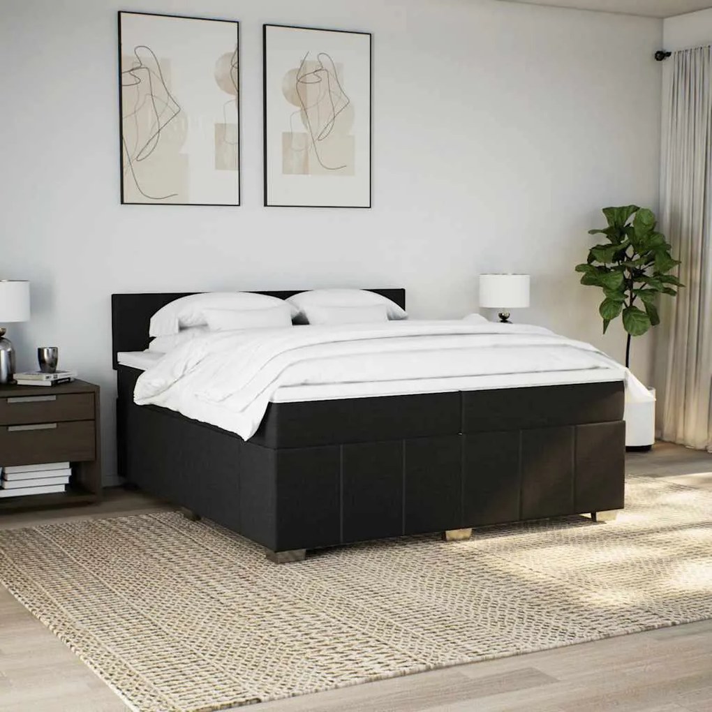 Box spring postel s matrací černá 200x200 cm textil 3287170