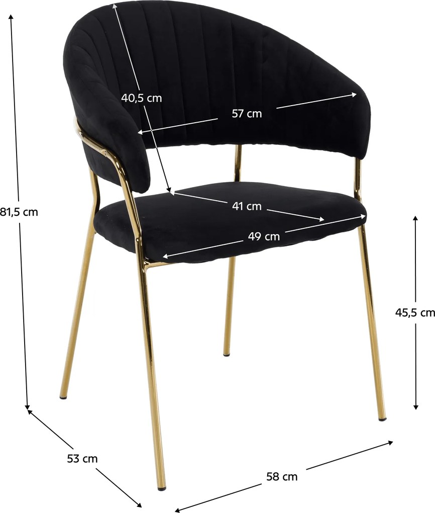 Designové jídelní křeslo DECO - Velvet látka, černá / zlatá