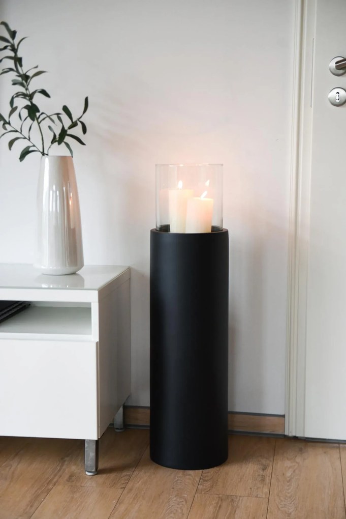 Kulatý svícen CANDIRO, sklolaminát, výška 80 cm, černý