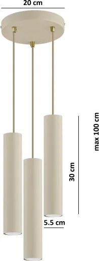 Brilagi - Lustr na lanku TUBE 3xGU10/15W/230V béžová/zlatá