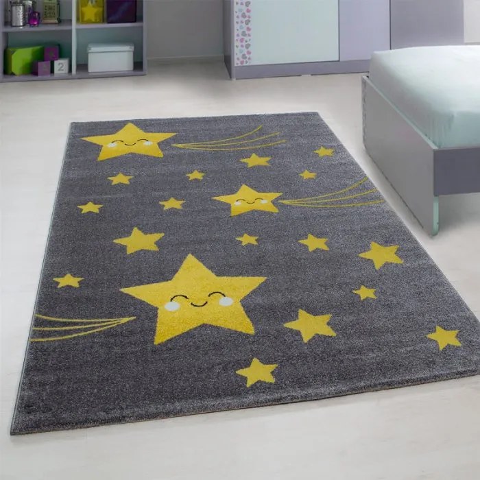 Vopi | Dětský koberec Kids 610 yellow - kulatý 120 cm průměr