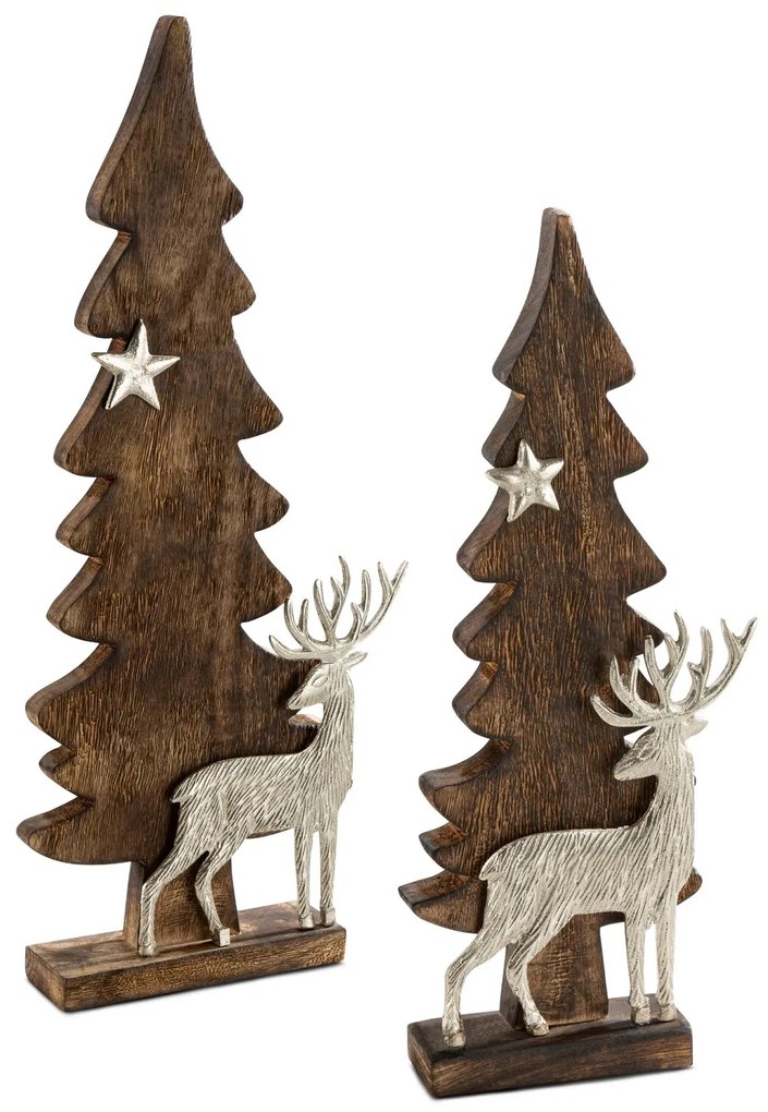 VÁNOČNÍ FIGURKA WOOD AND DEER SADA 2KS 20X60 CM VÍCEBAREVNÁ