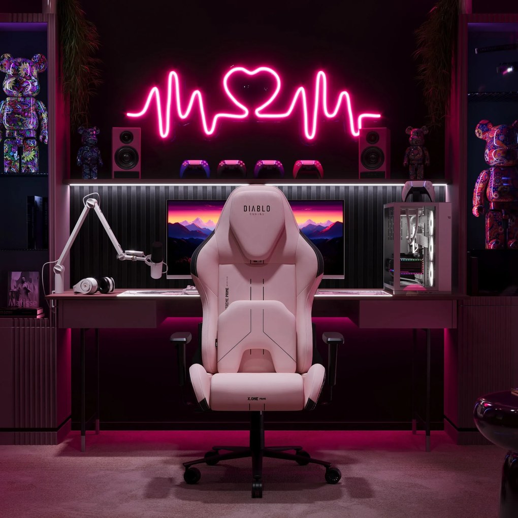 Herní židle Normal Size, černý-růžový: Diablo X-One Prime Akira Pink