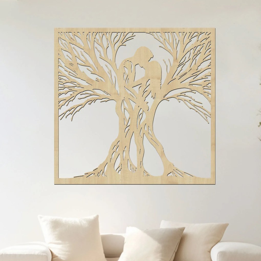 dřevo života Dřevěný strom SPOJENÍ Zvolte rozměr (cm): 95x95, Zvolte barvu dekoru: Bílá