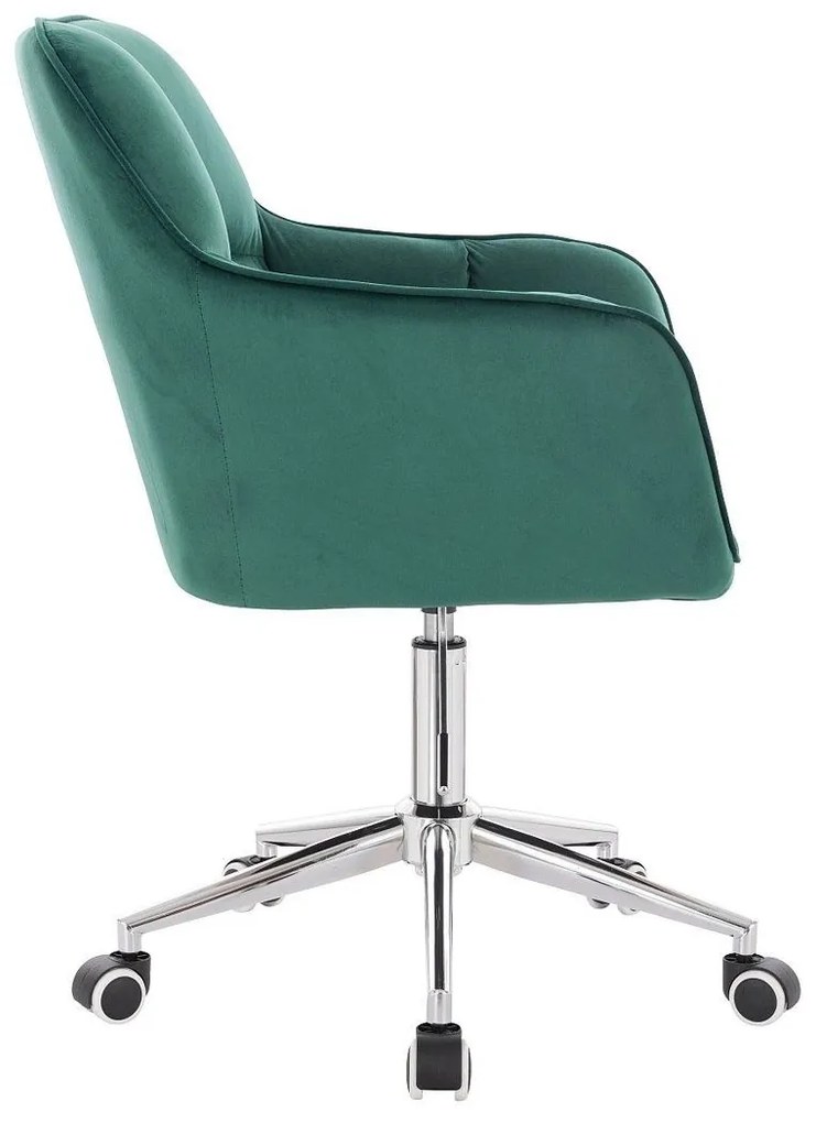 LuxuryForm DESIGN Otočné křeslo AMALFI VELUR na stříbrné podstavě s kolečky - zelené