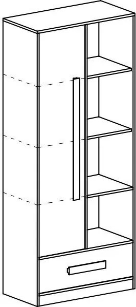 Casarredo - Komfort nábytek Dětská skříň GULLIWER 3 kombinovaná, výběr barev | barva: dom-bílá-lesk,Vyberte si barvu úchytu:: dom-uch-zelená