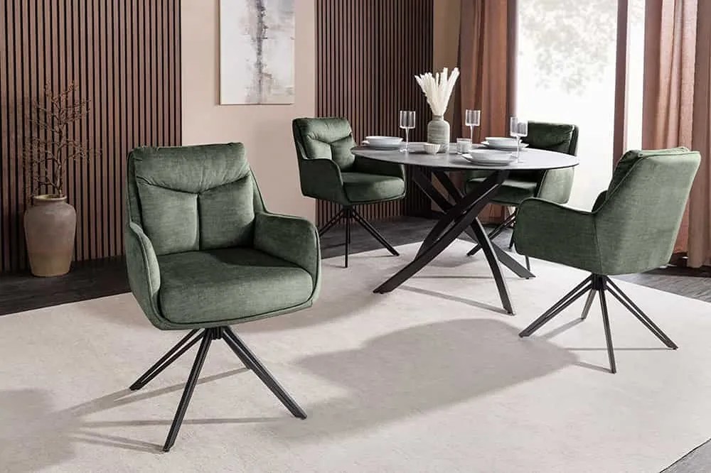 Designová otočná židle Brock zelený samet