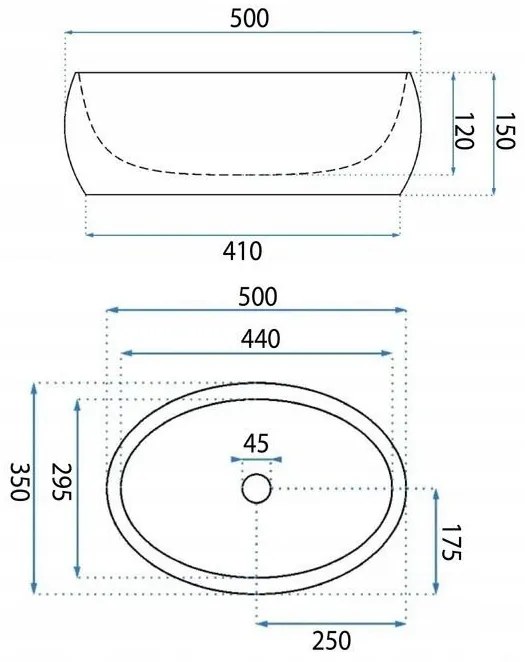 Keramické umyvadlo na desku REA BASARO AURORA bílé