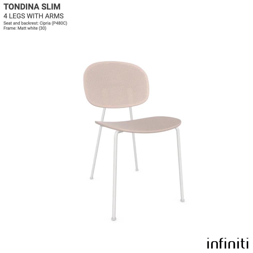Venkovní židle z recyklovaného plastu Tondina Slim Barva kovové konstrukce: Matt white 30, Barva sedáku a opěradla z recyklovaného plastu: Cipria…