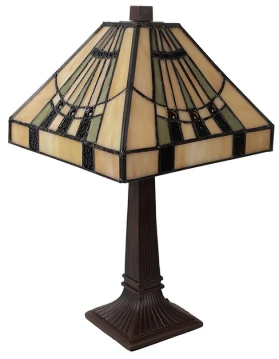 Stolní lampa Tiffany ve stylu art deco Elrieke – 23x23x38 cm