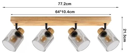Brilagi - Bodové svítidlo HYGGE 4xE14/15W/230V dřevo/kouřová